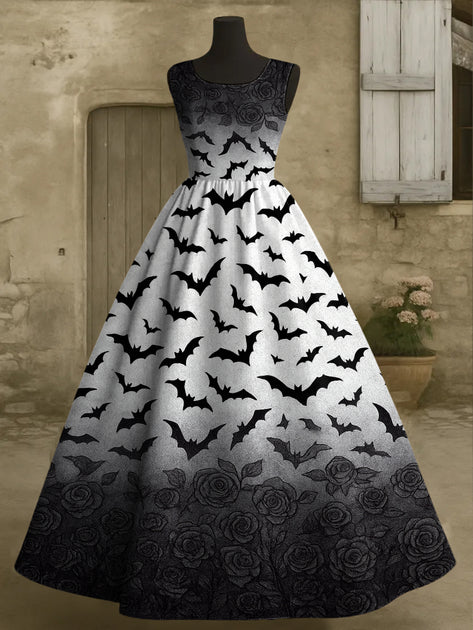 Women's Halloween Bats Print Vest Dress – alicevintage